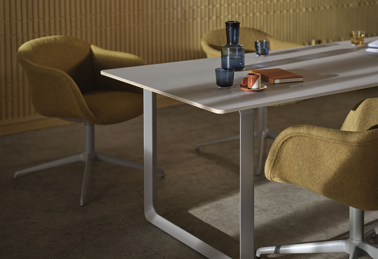 Muuto 70/70 table | twentytwentyone | 170 x 85cm / White frame | Black linoleum top