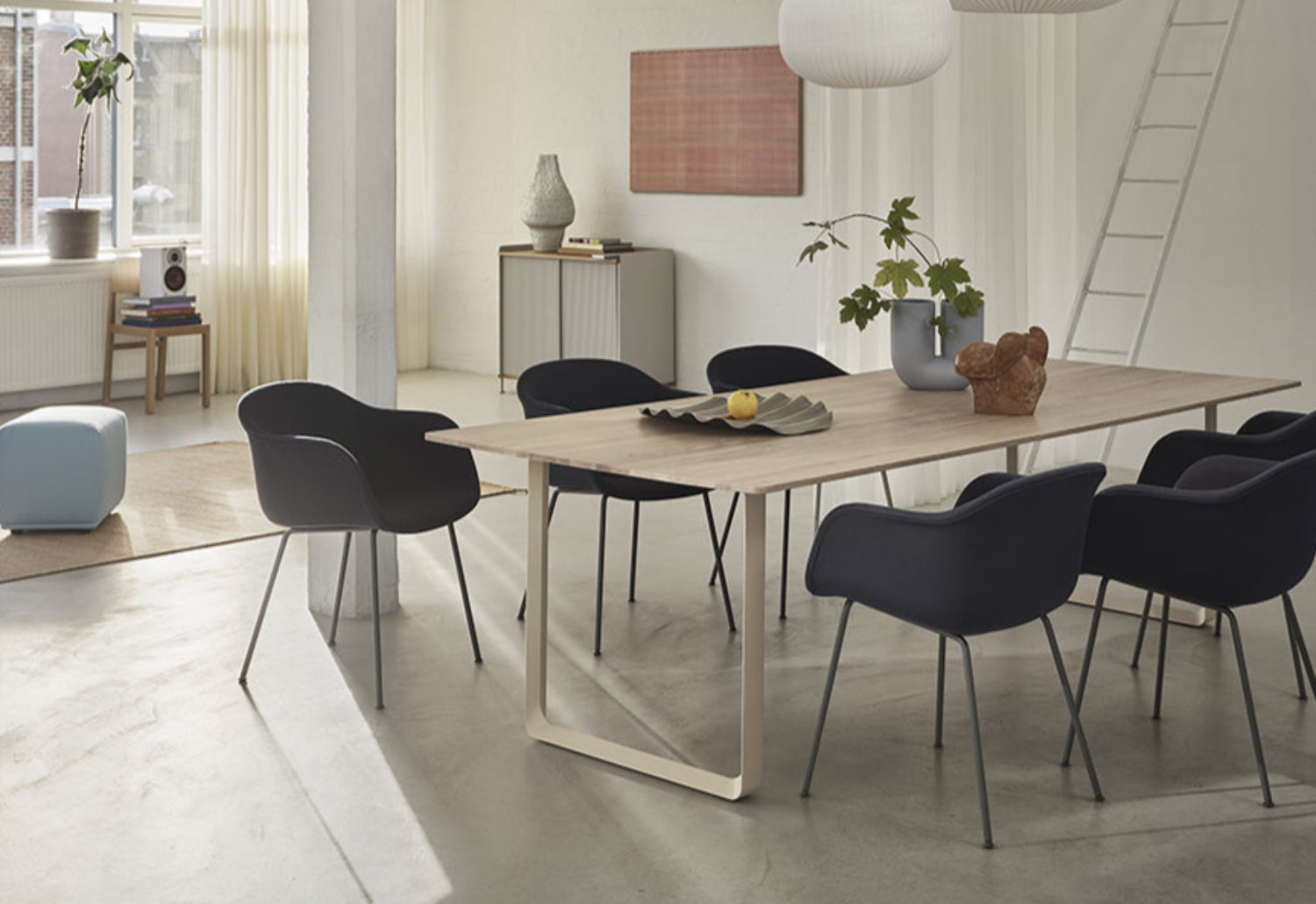 Muuto 70/70 table | twentytwentyone | 170 x 85cm / White frame | Black ...